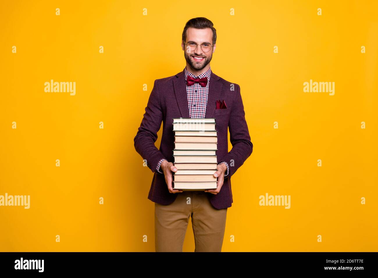 Portrait of his he nice attractive cheerful intelligent guy professor ...