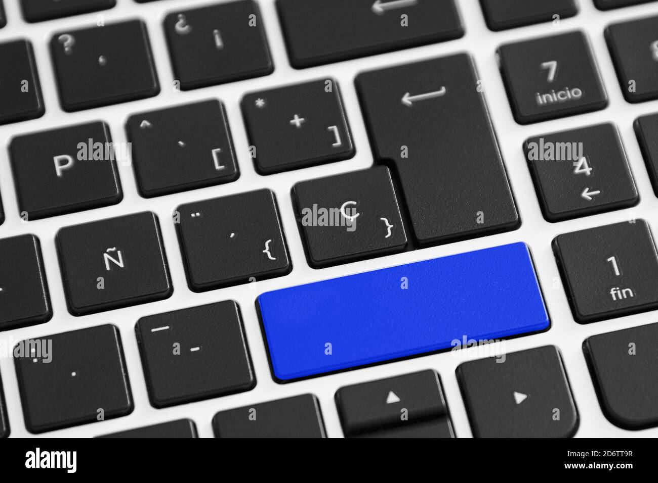 Computer keyboard with one of the blue keys to customize text Stock ...