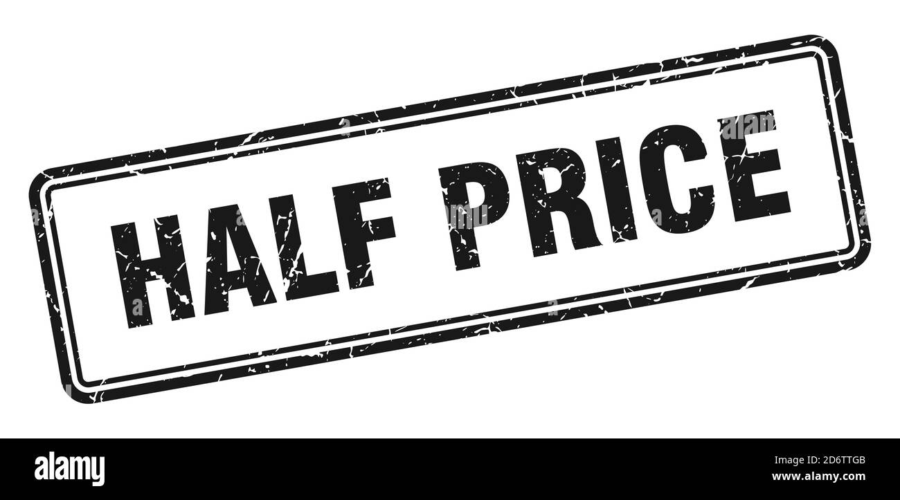 half price stamp. square grunge sign isolated on white background Stock ...