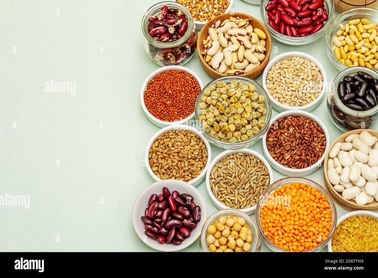 Assorted different types of beans and cereals grains. Set of ...
