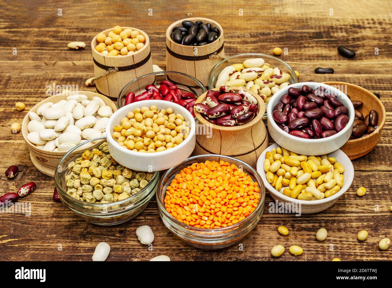 Set of various dry legumes in bowls, indispensable protein for a ...