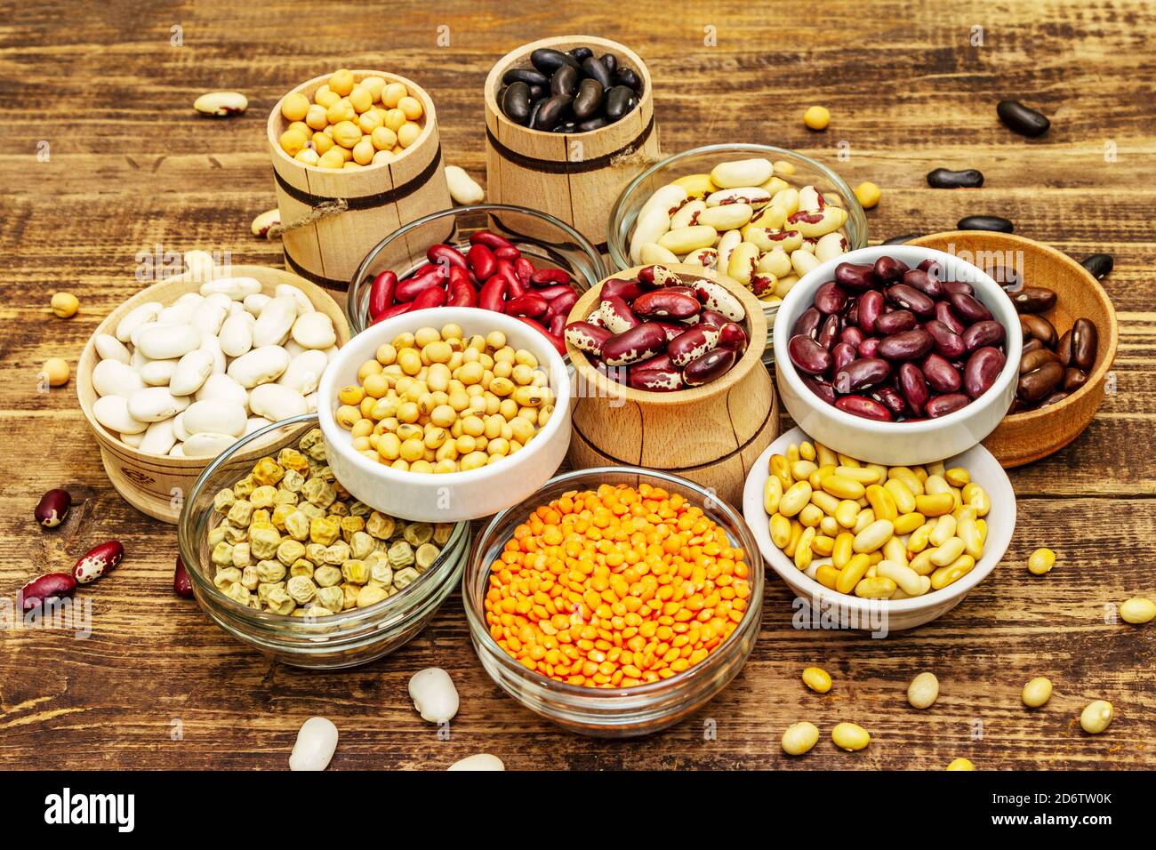 Set of various dry legumes in bowls, indispensable protein for a ...