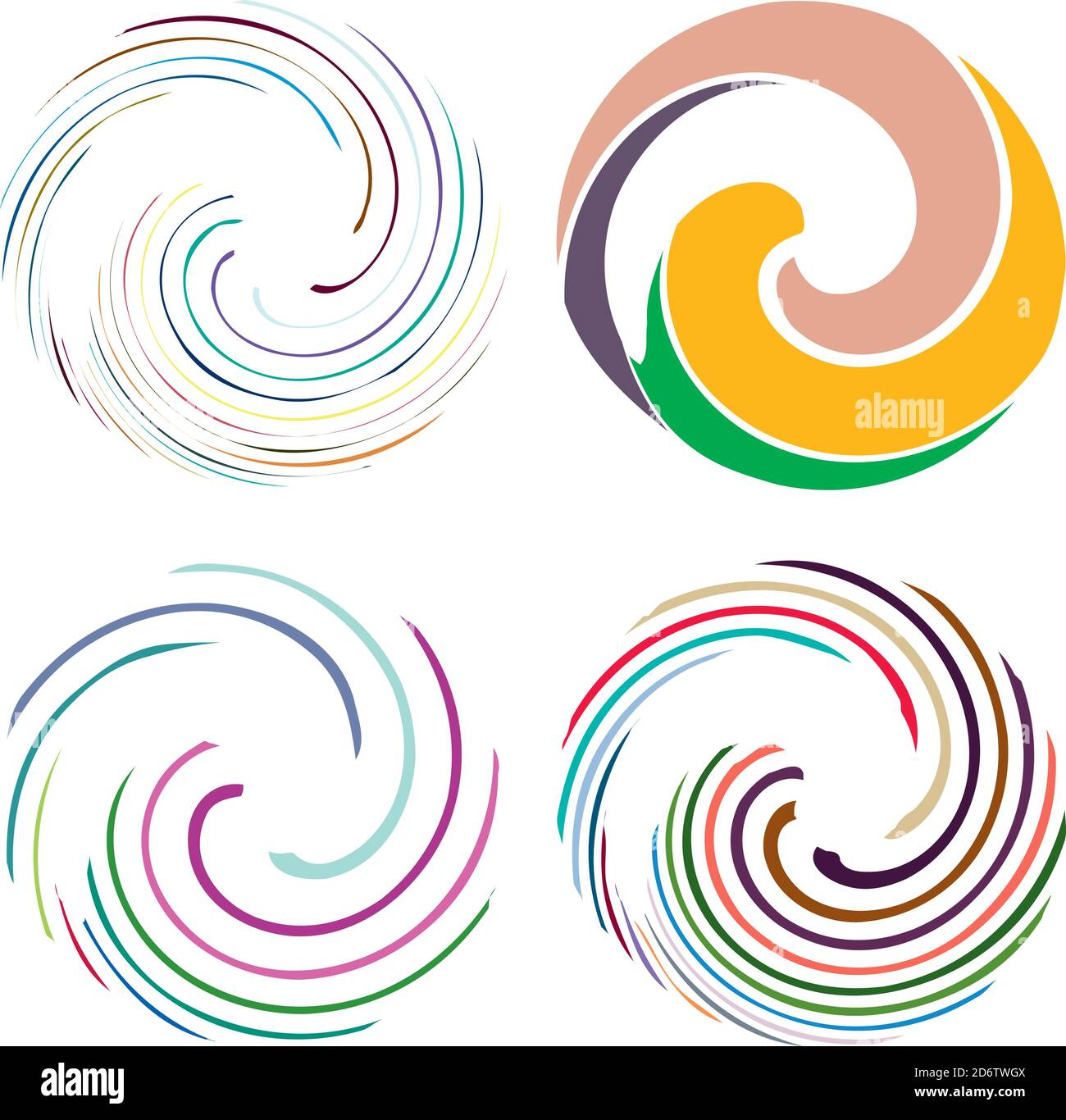 Circular Spiral, swirl, twirl design element. Concentric, radial and ...