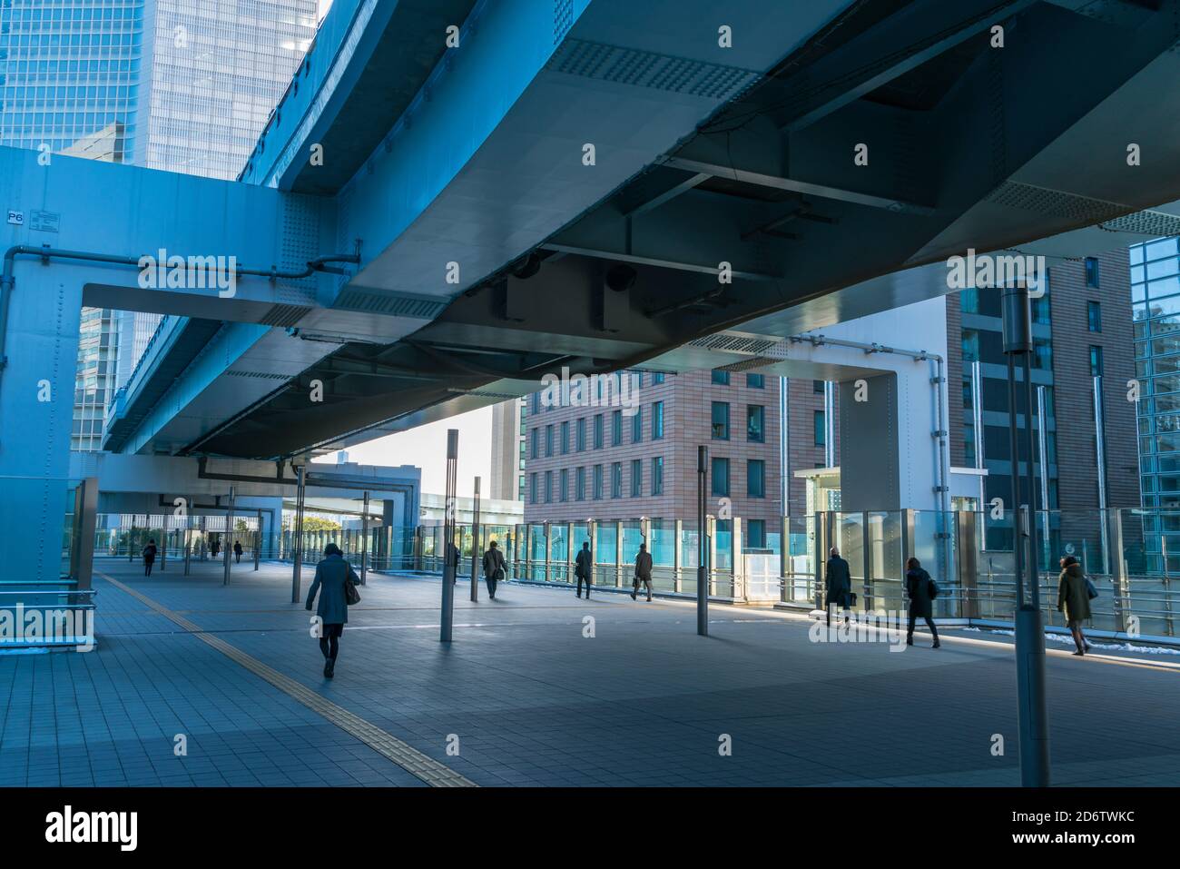 The elevated footbridge at Shiodome district Tokyo Japan Stock Photo ...
