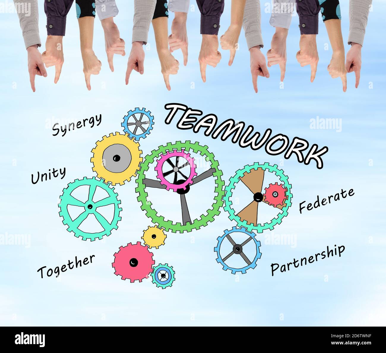 Teamwork concept pointed by several fingers Stock Photo - Alamy