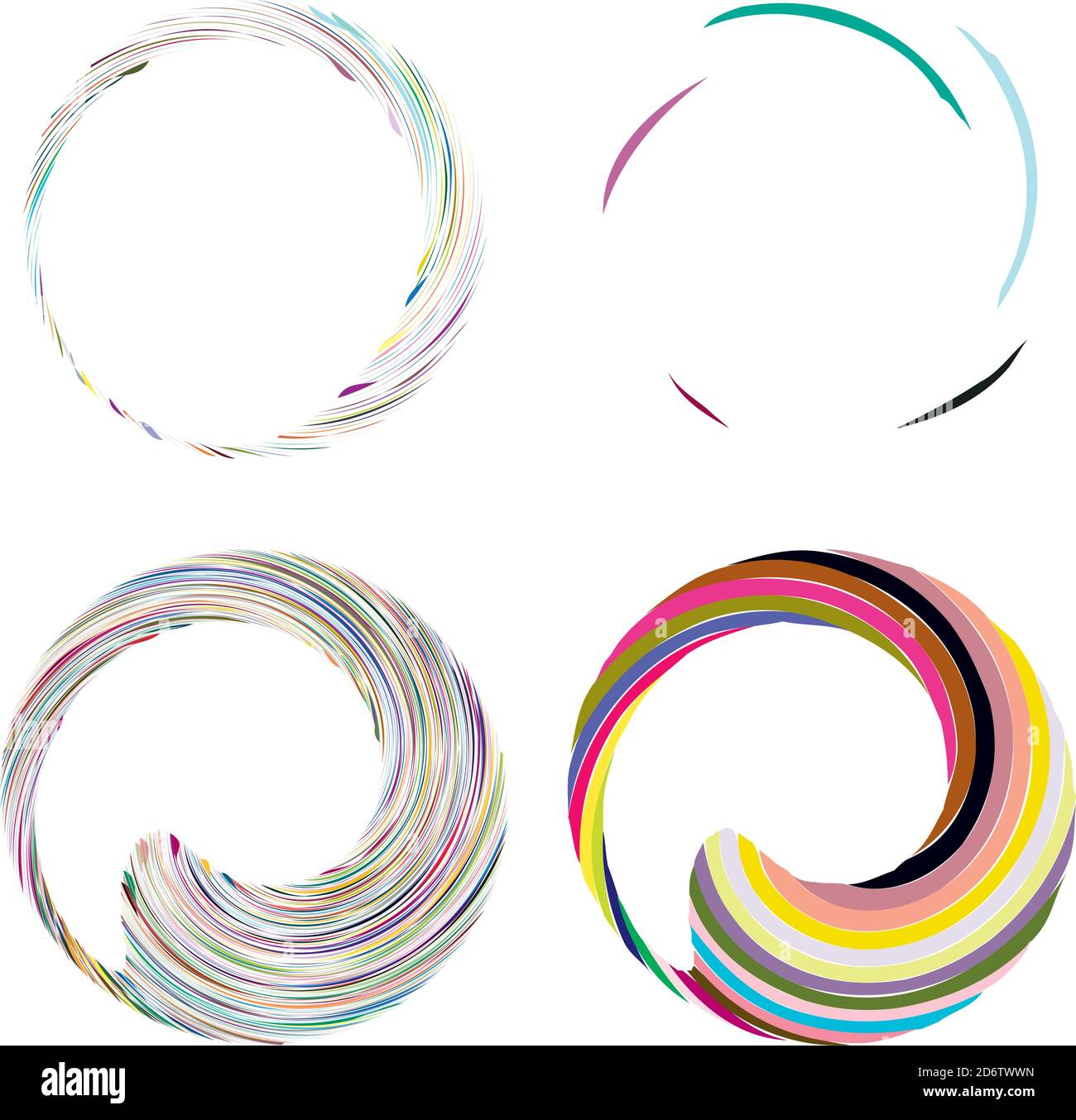 Circular Spiral, swirl, twirl design element. Concentric, radial and ...