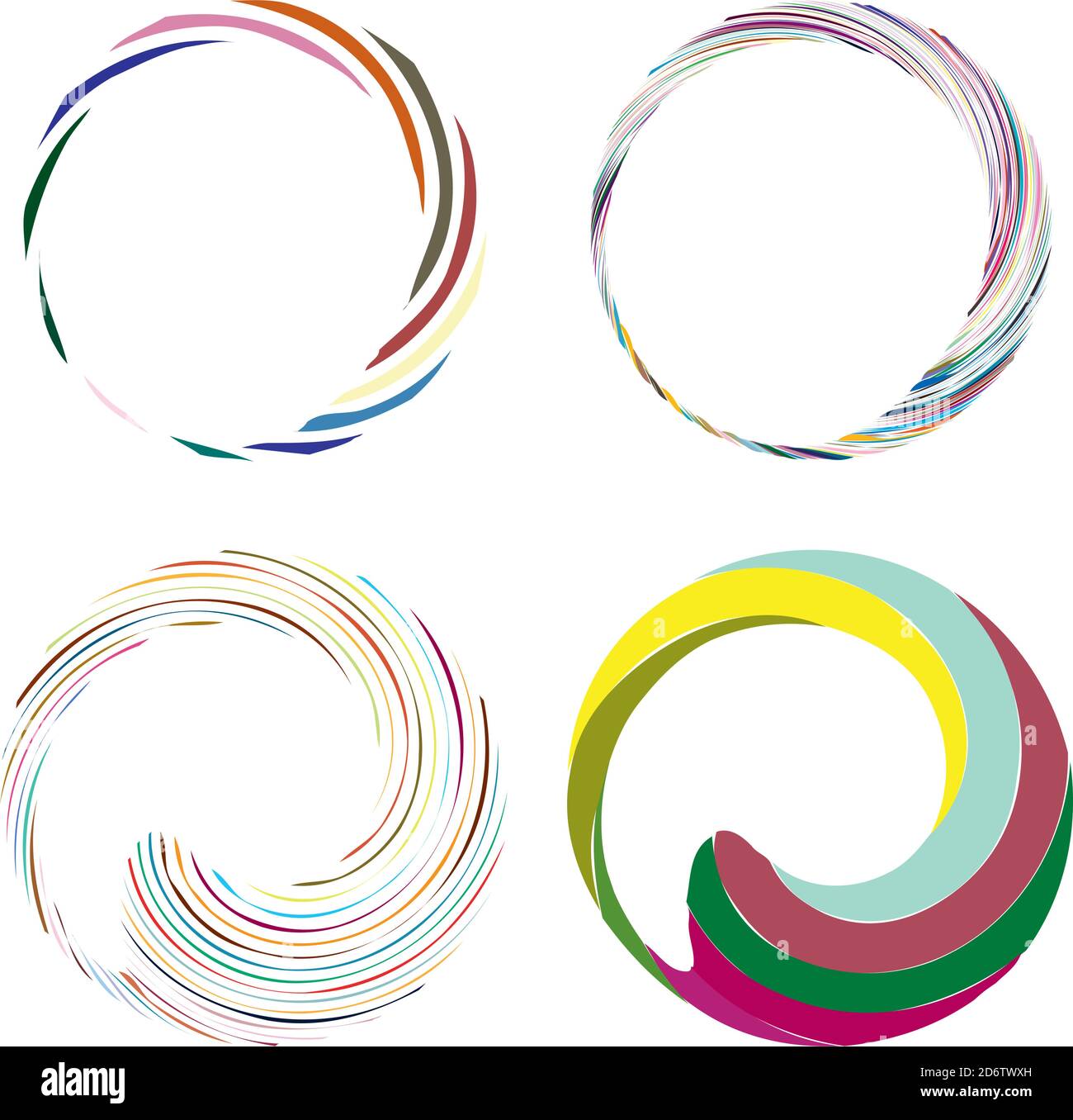 Circular Spiral, swirl, twirl design element. Concentric, radial and ...