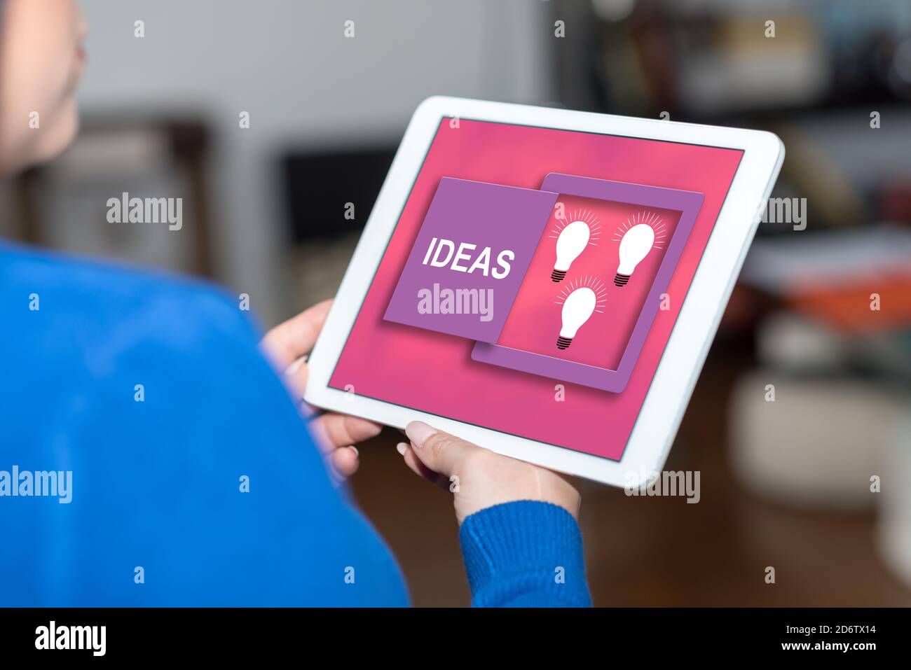 Tablet screen displaying an ideas concept Stock Photo - Alamy