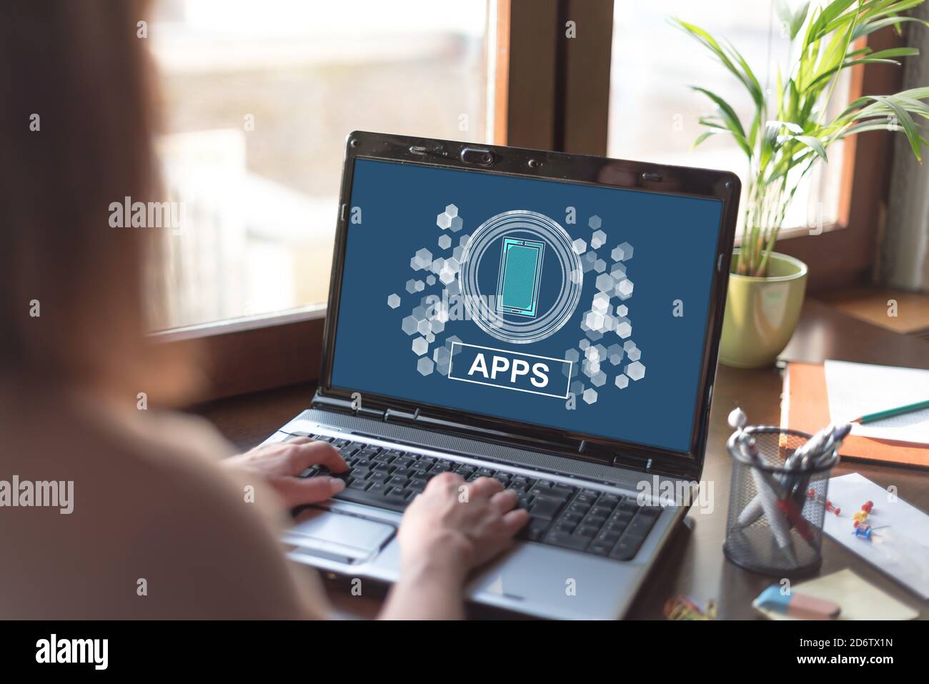 Laptop screen displaying an apps concept Stock Photo - Alamy