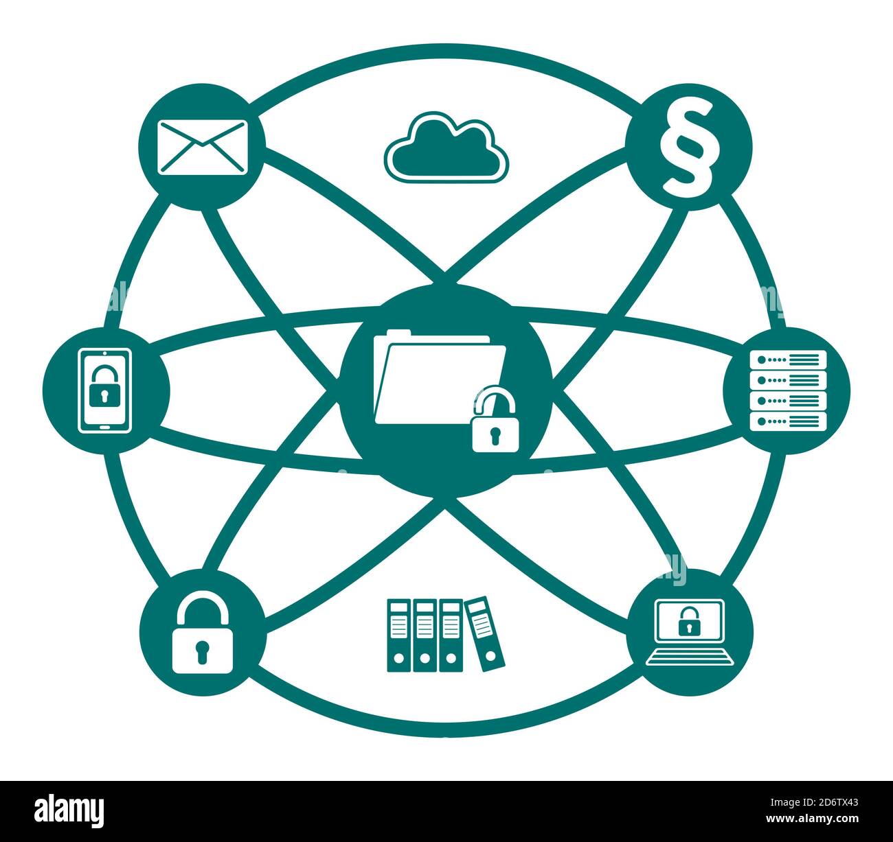 Concept of data protection with connected icons Stock Photo - Alamy