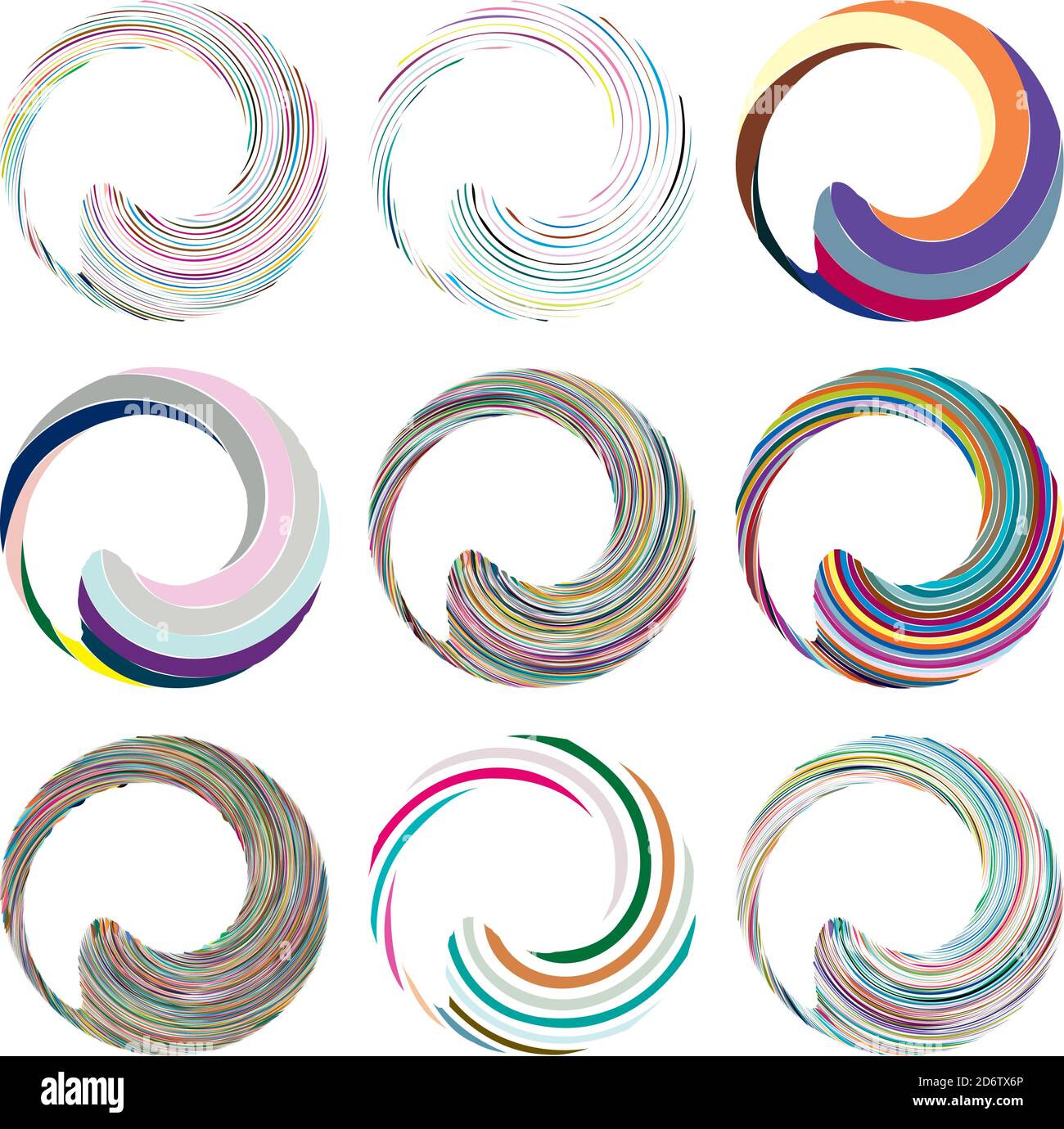 Circular Spiral, swirl, twirl design element. Concentric, radial and ...
