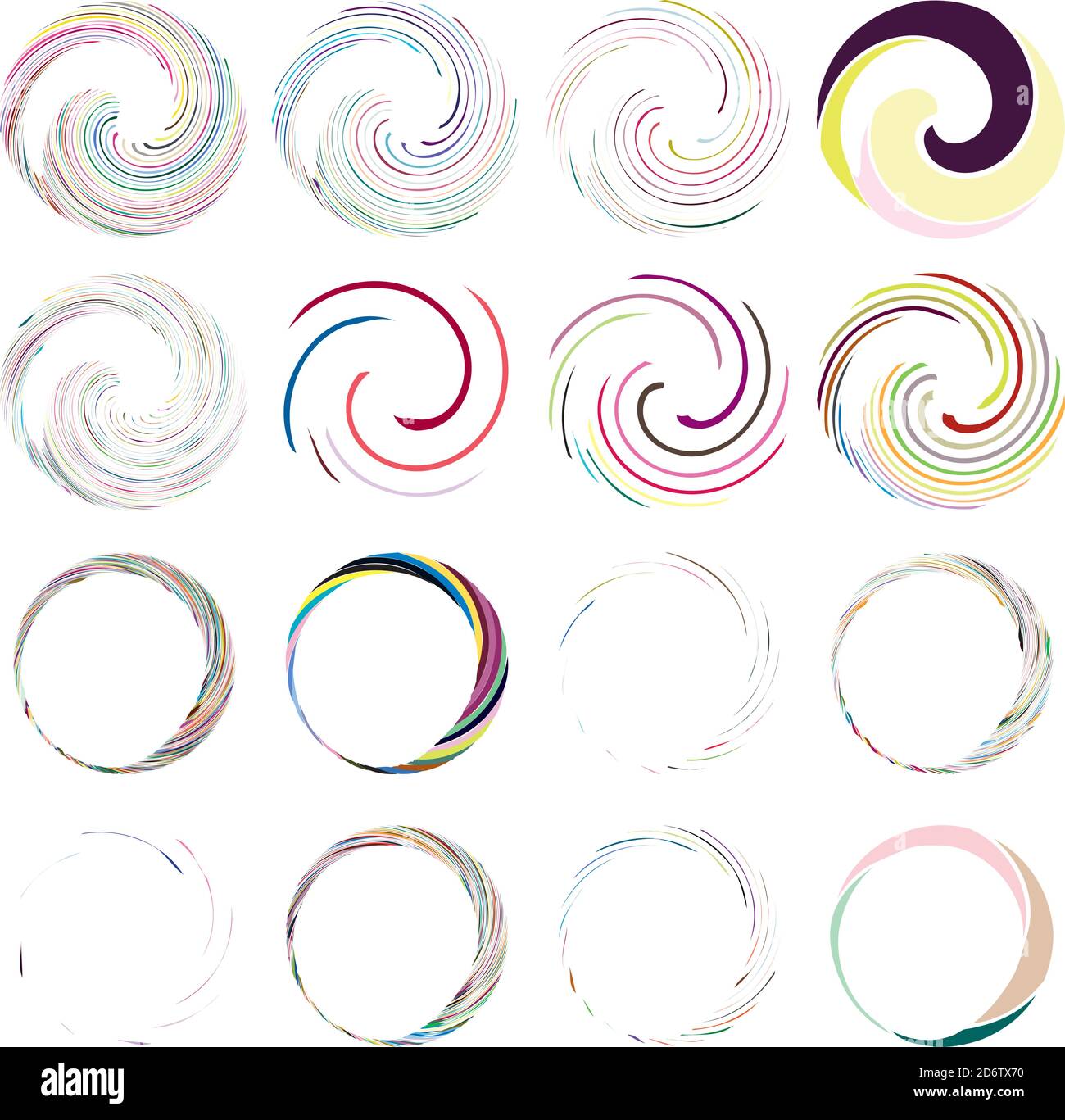 Circular Spiral, swirl, twirl design element. Concentric, radial and ...
