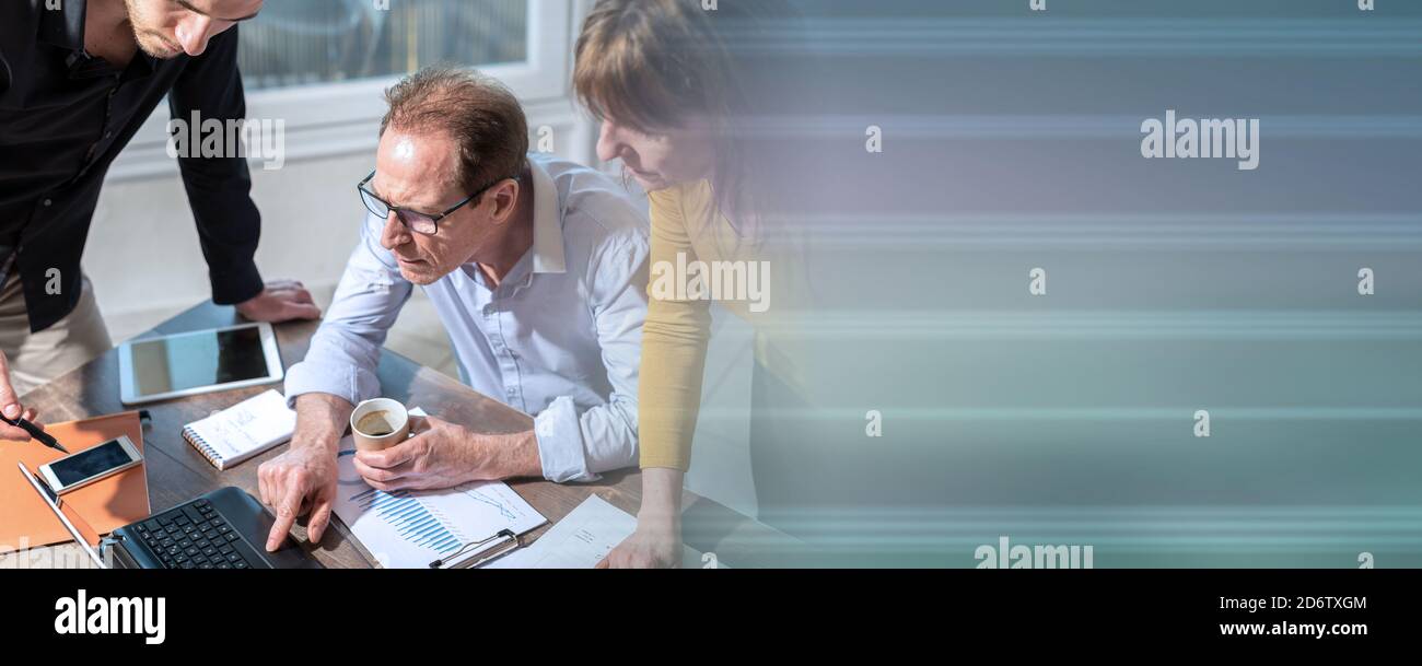 Business people working together in office; panoramic banner Stock ...