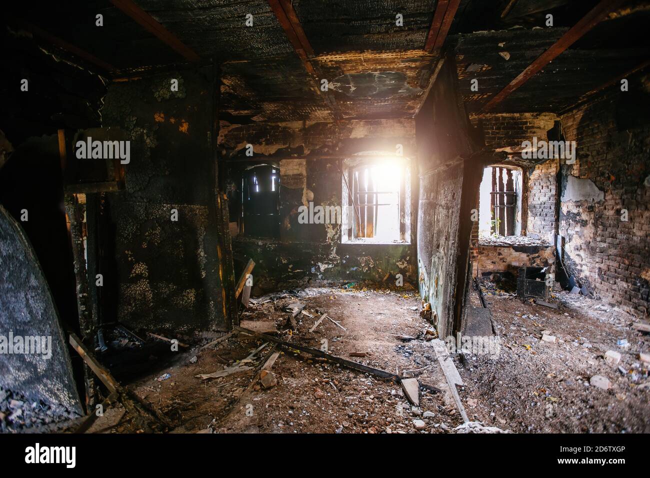 Interior of old historical mansion after fire Stock Photo - Alamy