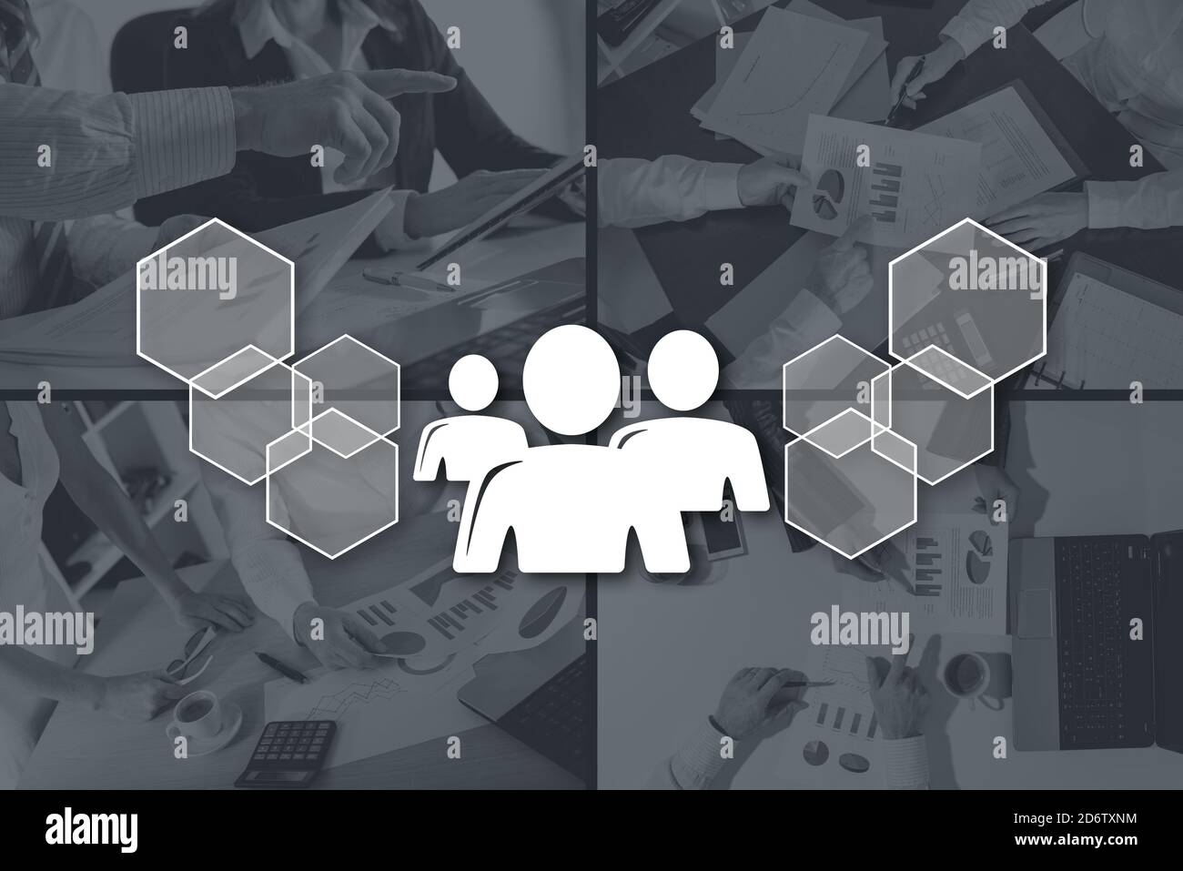 Business partner concept illustrated by pictures on background Stock ...