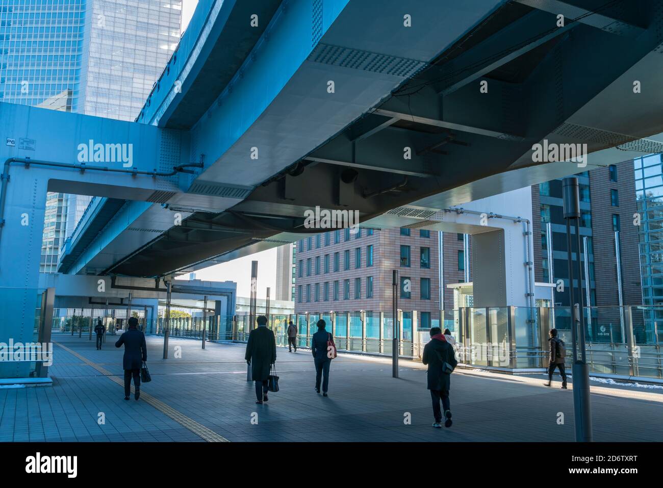 The elevated footbridge at Shiodome district Tokyo Japan Stock Photo ...