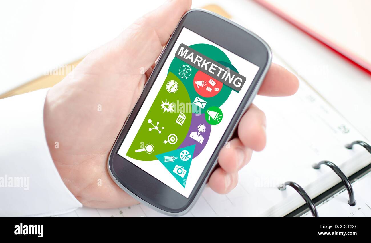 Marketing concept shown on a smartphone screen Stock Photo - Alamy