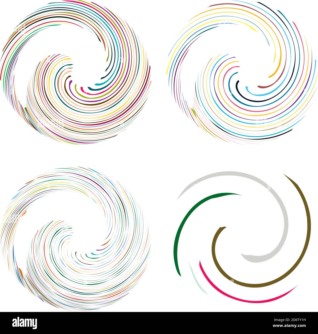 Circular Spiral, swirl, twirl design element. Concentric, radial and ...
