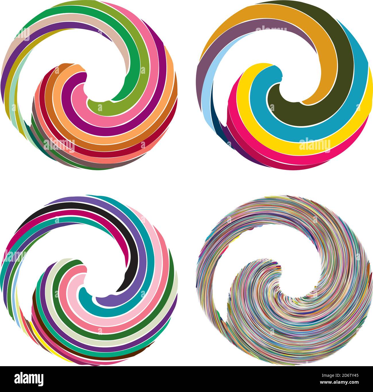 Circular Spiral, swirl, twirl design element. Concentric, radial and ...