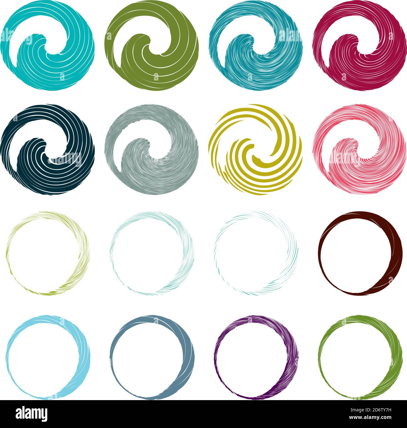 Circular Spiral, swirl, twirl design element. Concentric, radial and ...