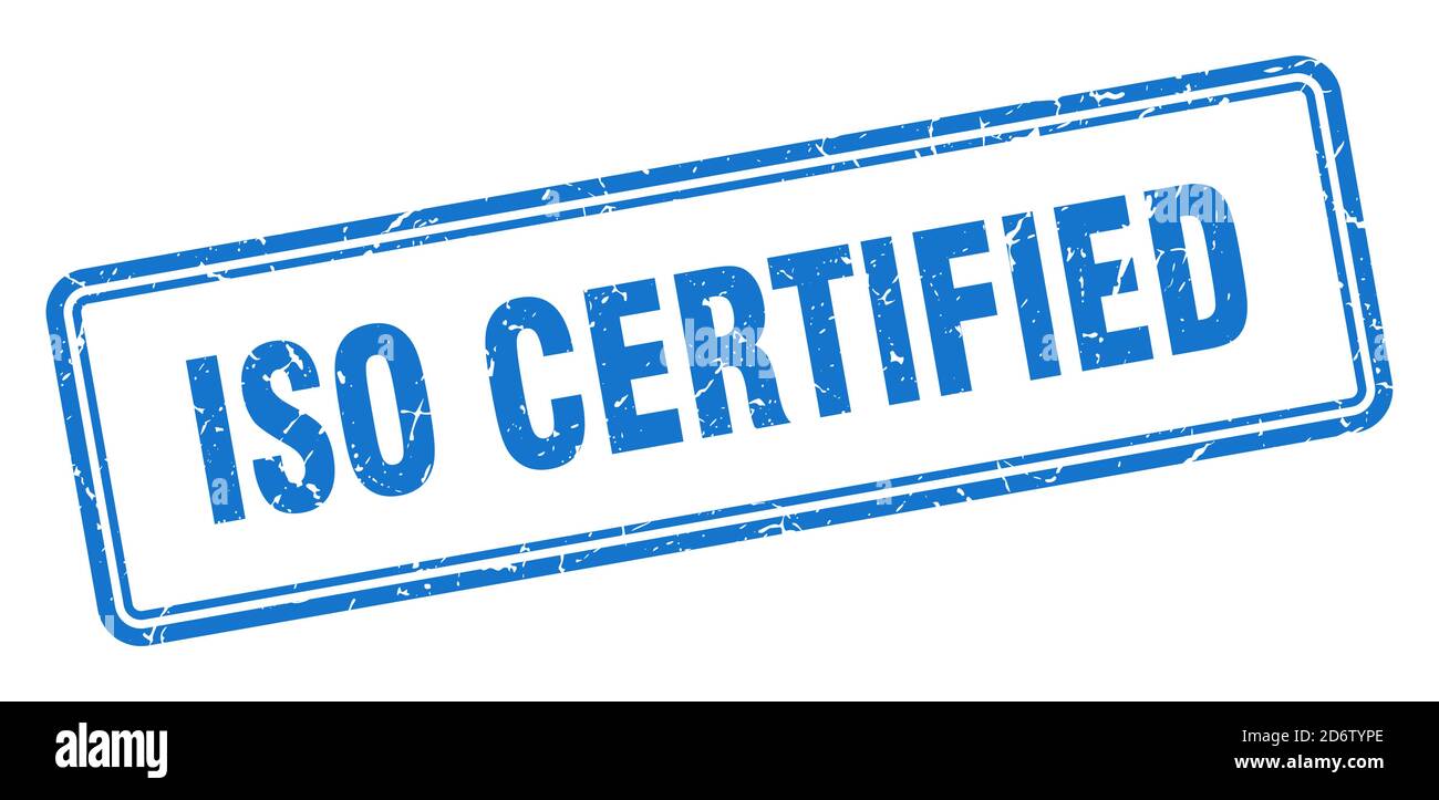 iso certified stamp. square grunge sign isolated on white background ...