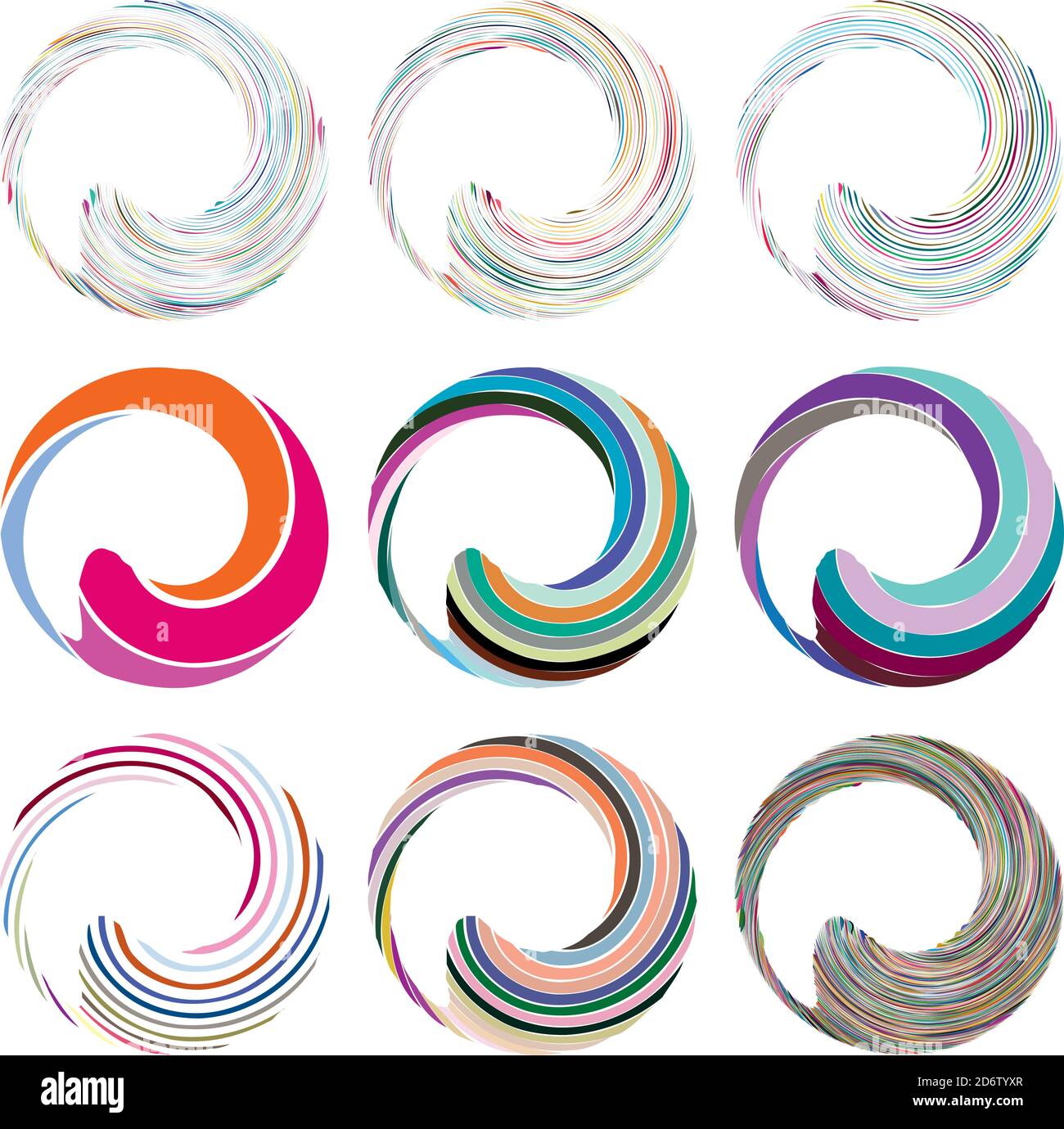 Circular Spiral, swirl, twirl design element. Concentric, radial and ...