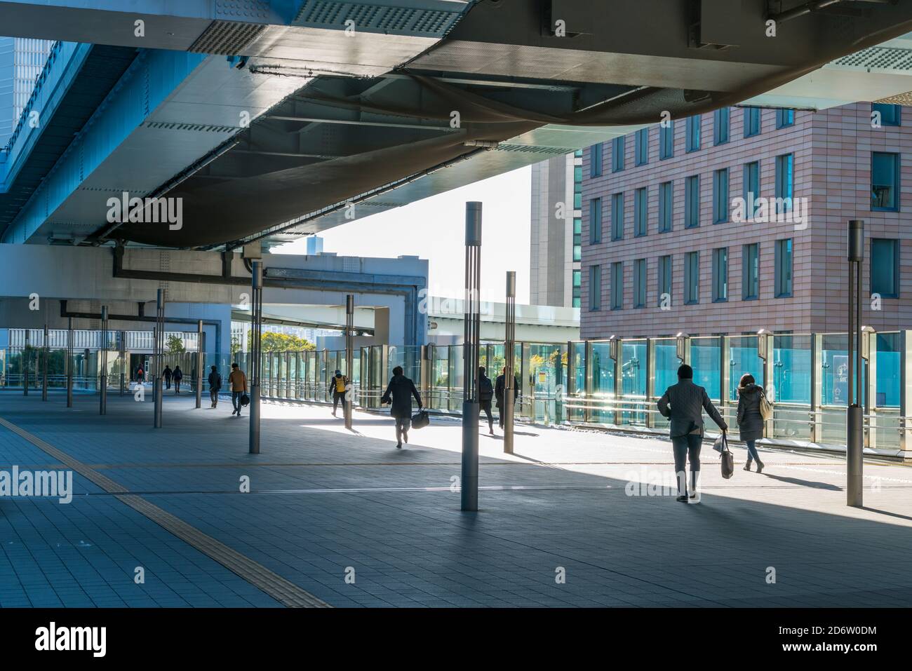 The elevated footbridge at Shiodome district Tokyo Japan Stock Photo ...