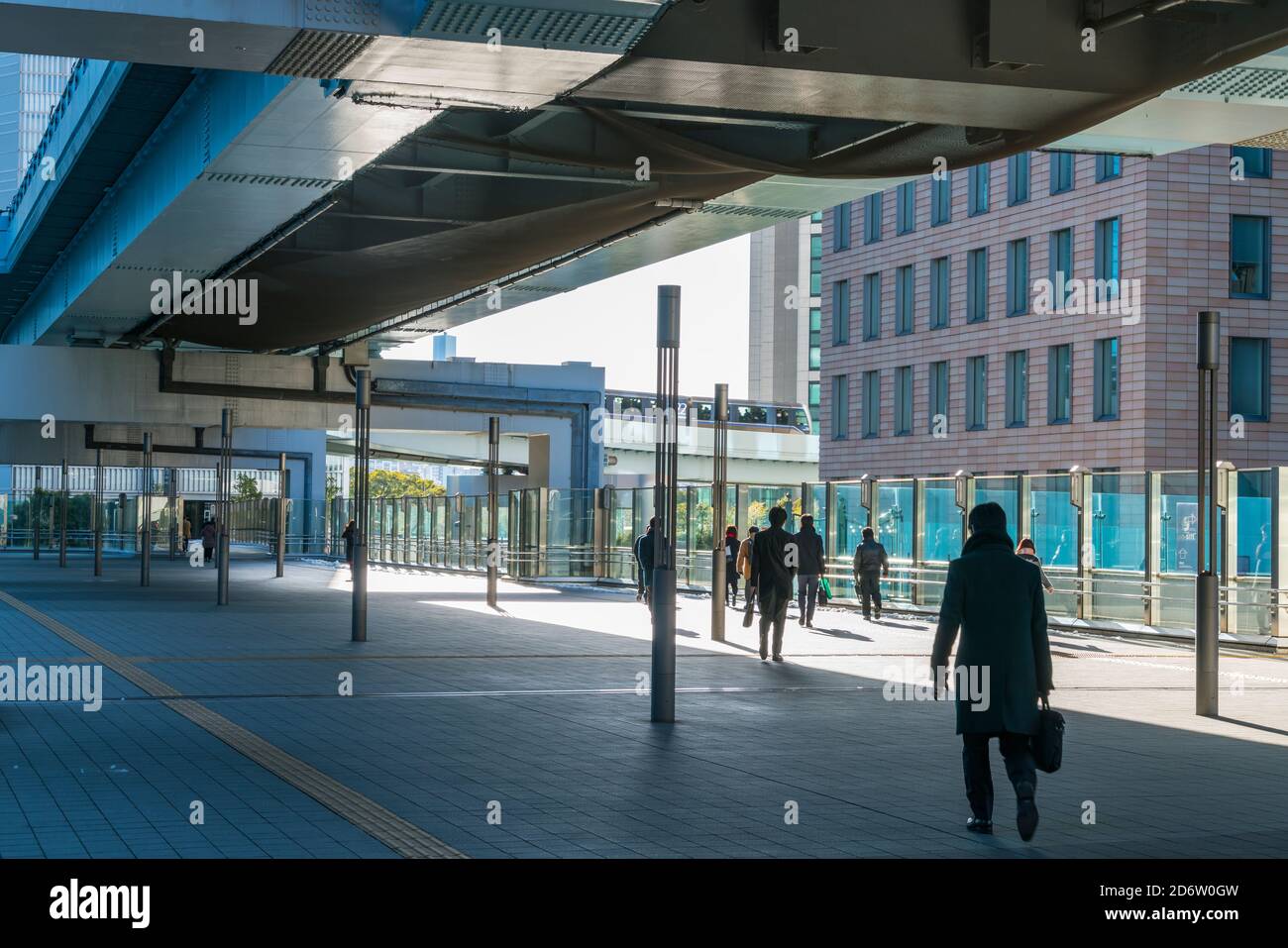 The elevated footbridge at Shiodome district Tokyo Japan Stock Photo ...