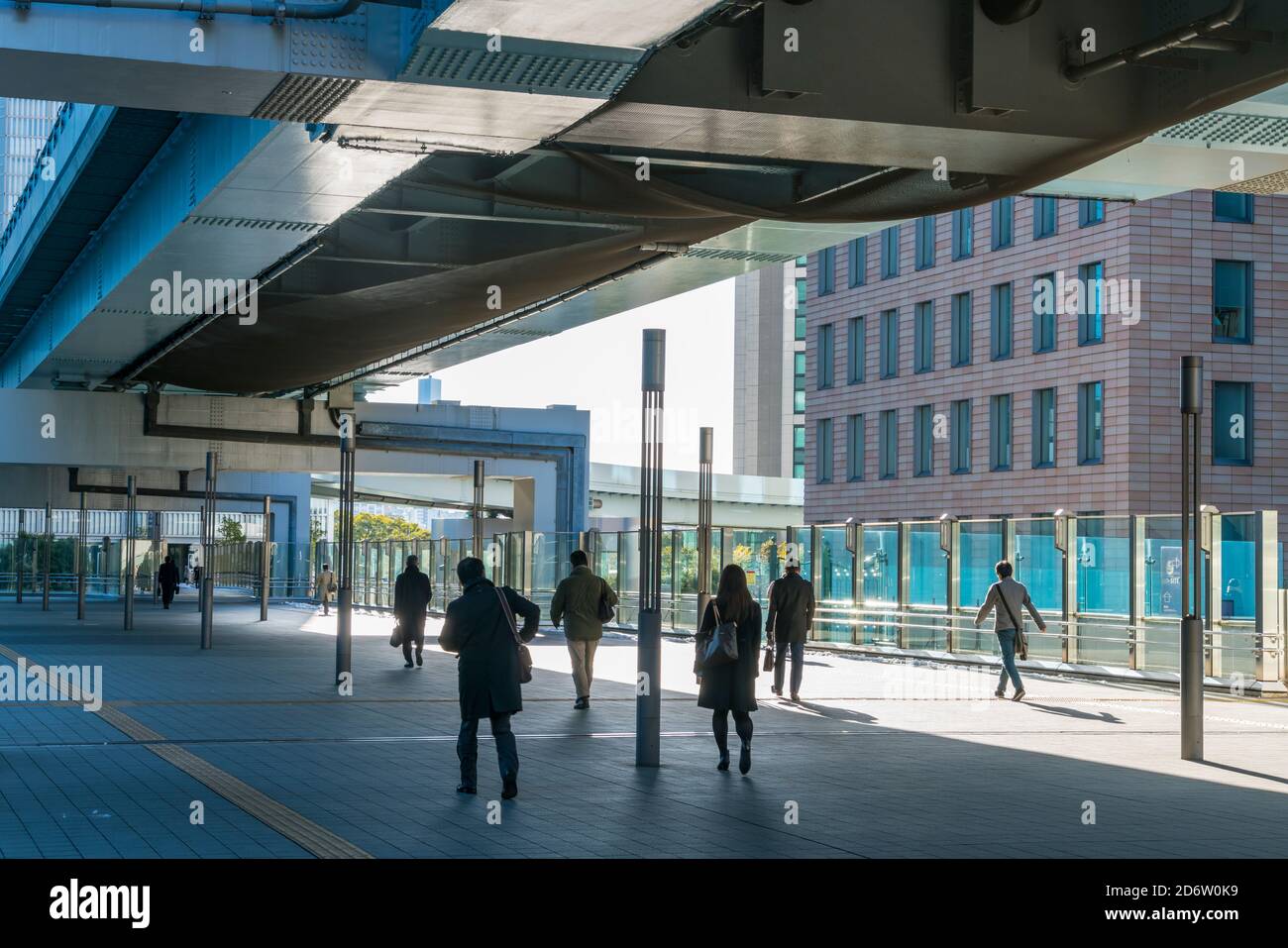 The elevated footbridge at Shiodome district Tokyo Japan Stock Photo ...