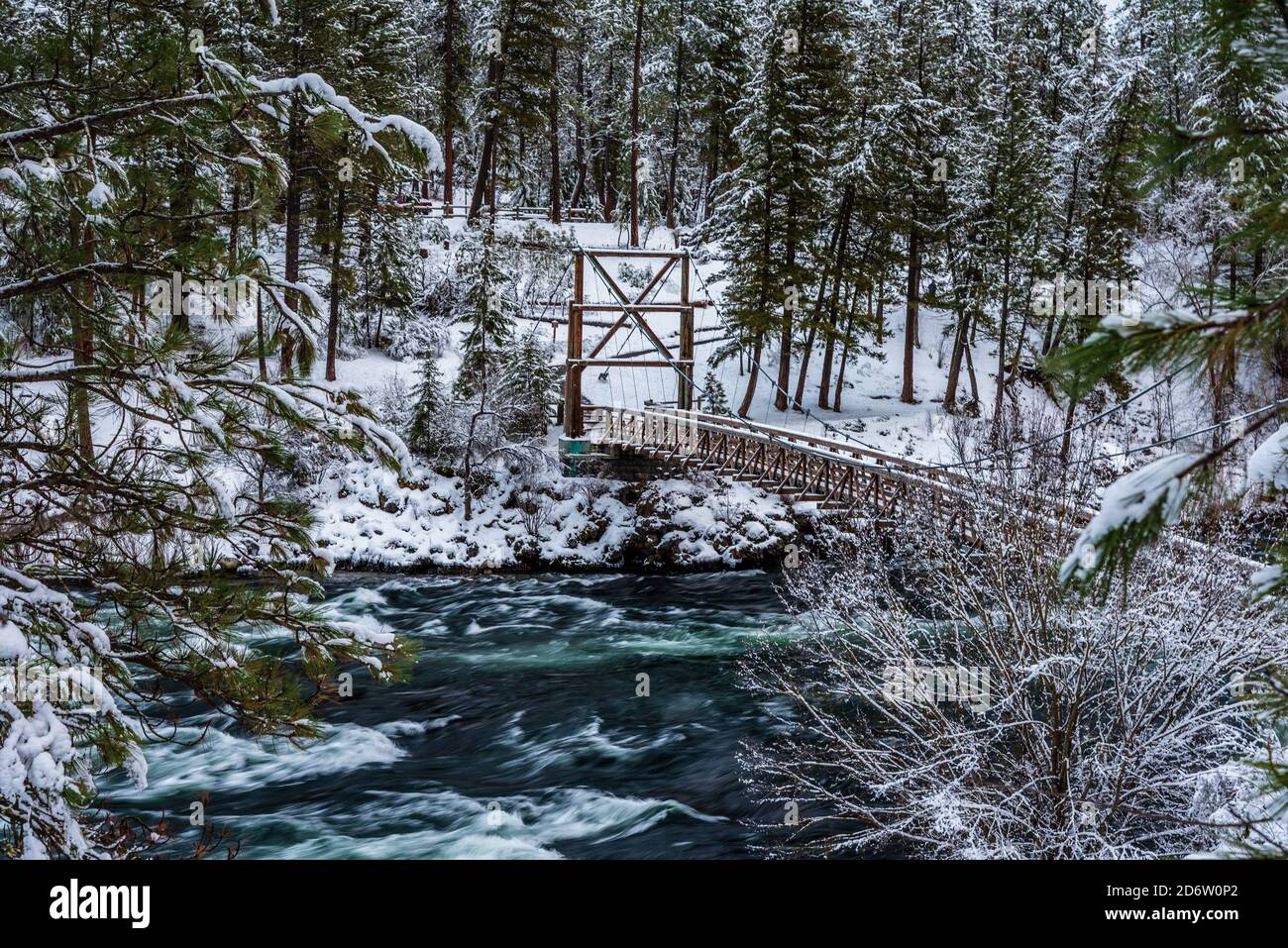 Swinging Bridge at Riverside State Park Stock Photo - Alamy