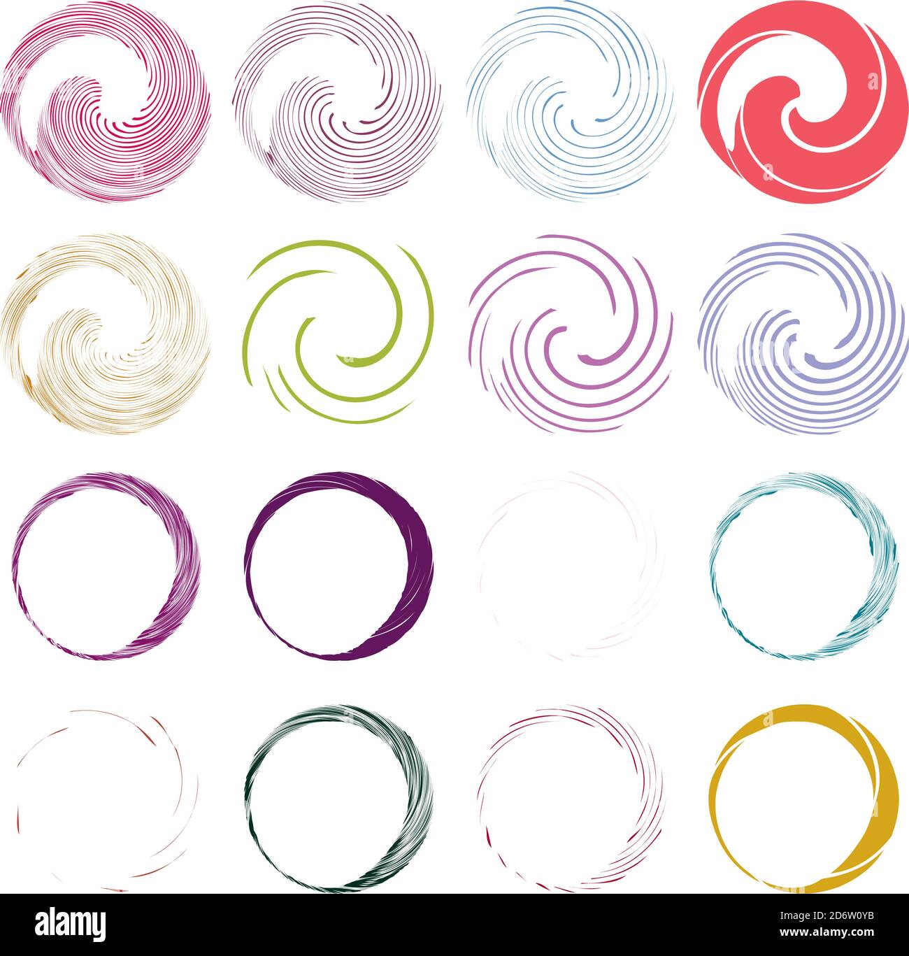 Circular Spiral, swirl, twirl design element. Concentric, radial and ...