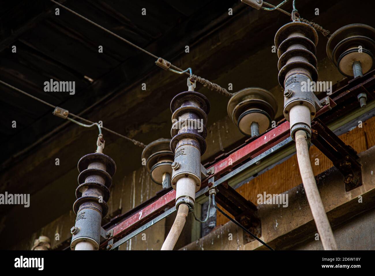 Detail of electricity wiring outlets in power station Stock Photo - Alamy