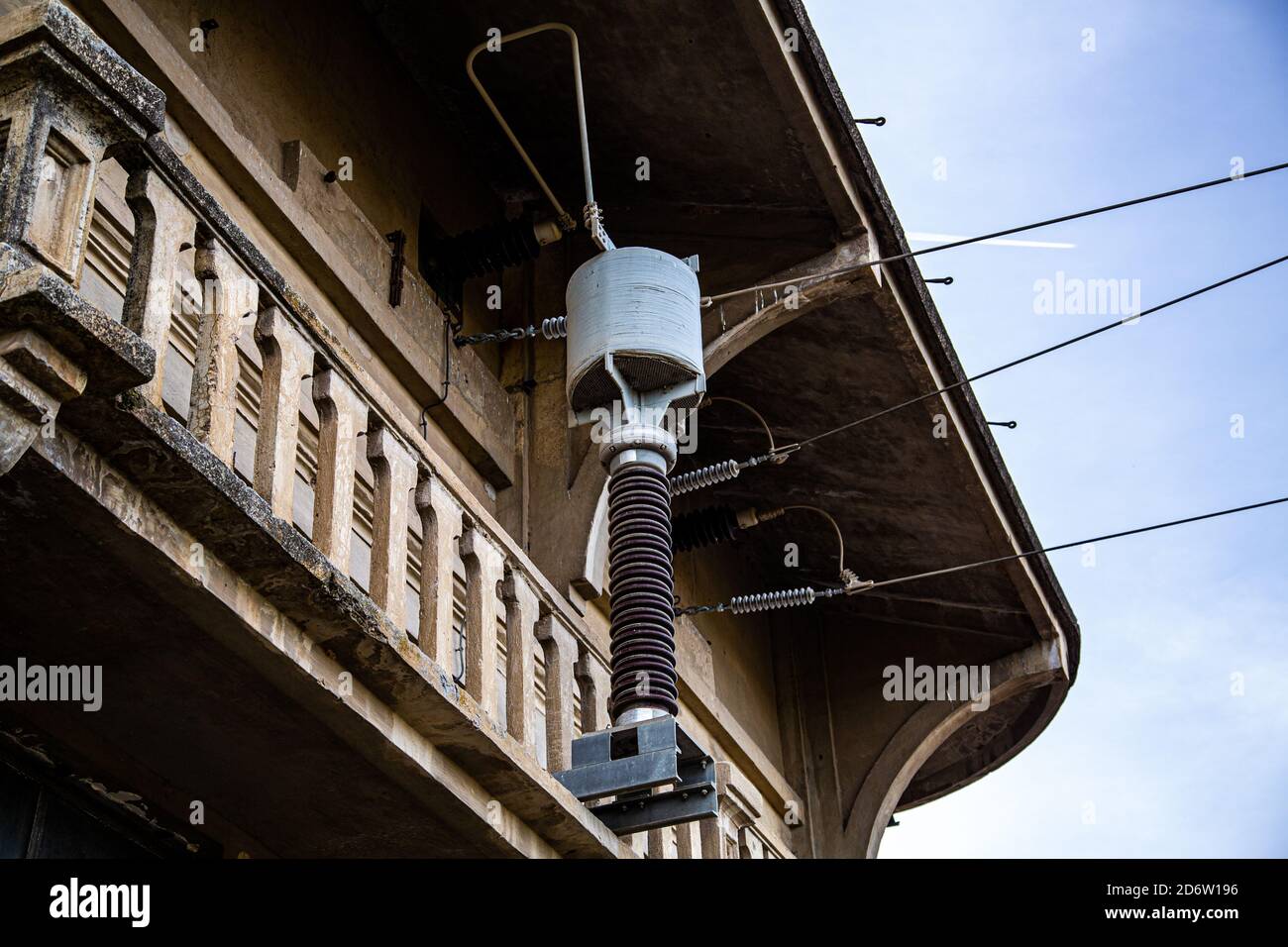 Electricity wiring outlet detail and cornice details Stock Photo - Alamy