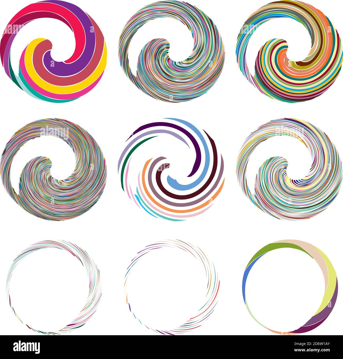 Circular Spiral, swirl, twirl design element. Concentric, radial and ...