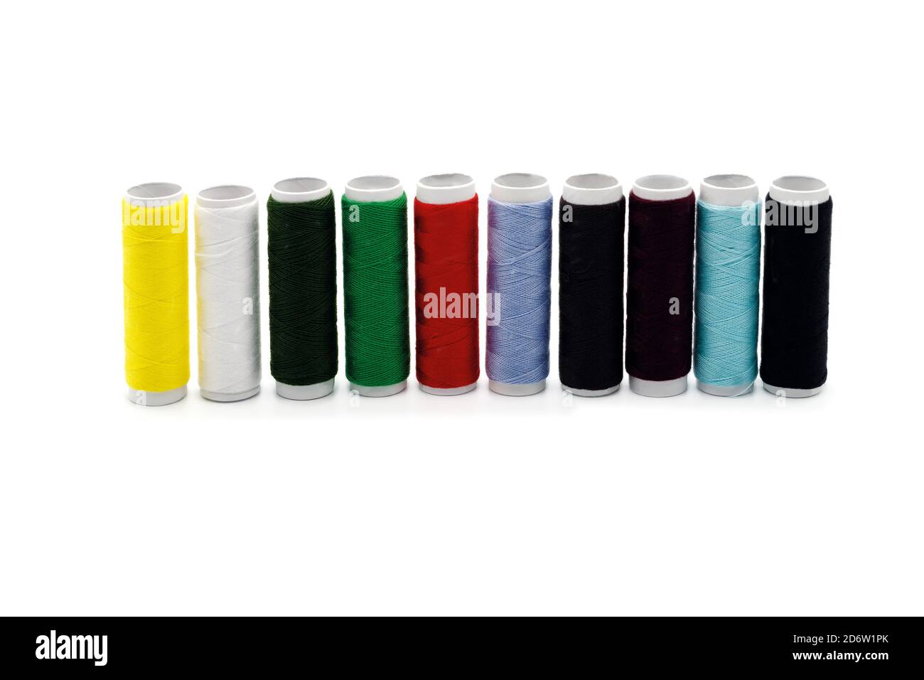 Set of colored thread. Close-up. Isolated over white background Stock ...