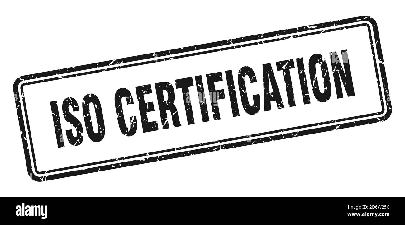 iso certification stamp. square grunge sign isolated on white ...