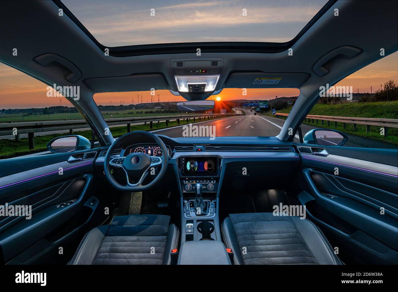 Autonomous car driving on the highway Stock Photo - Alamy