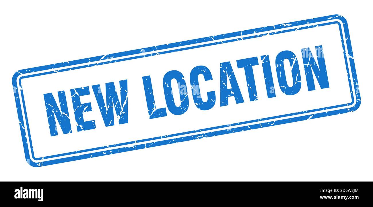 new location stamp. square grunge sign isolated on white background ...