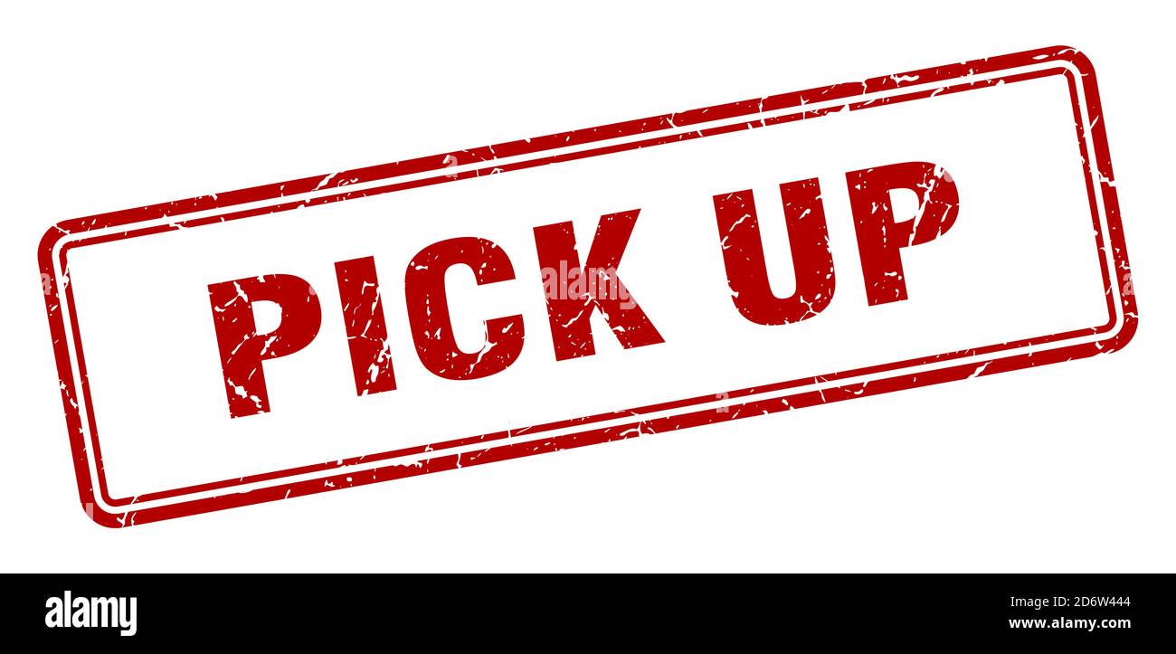 pick up stamp. square grunge sign isolated on white background Stock ...