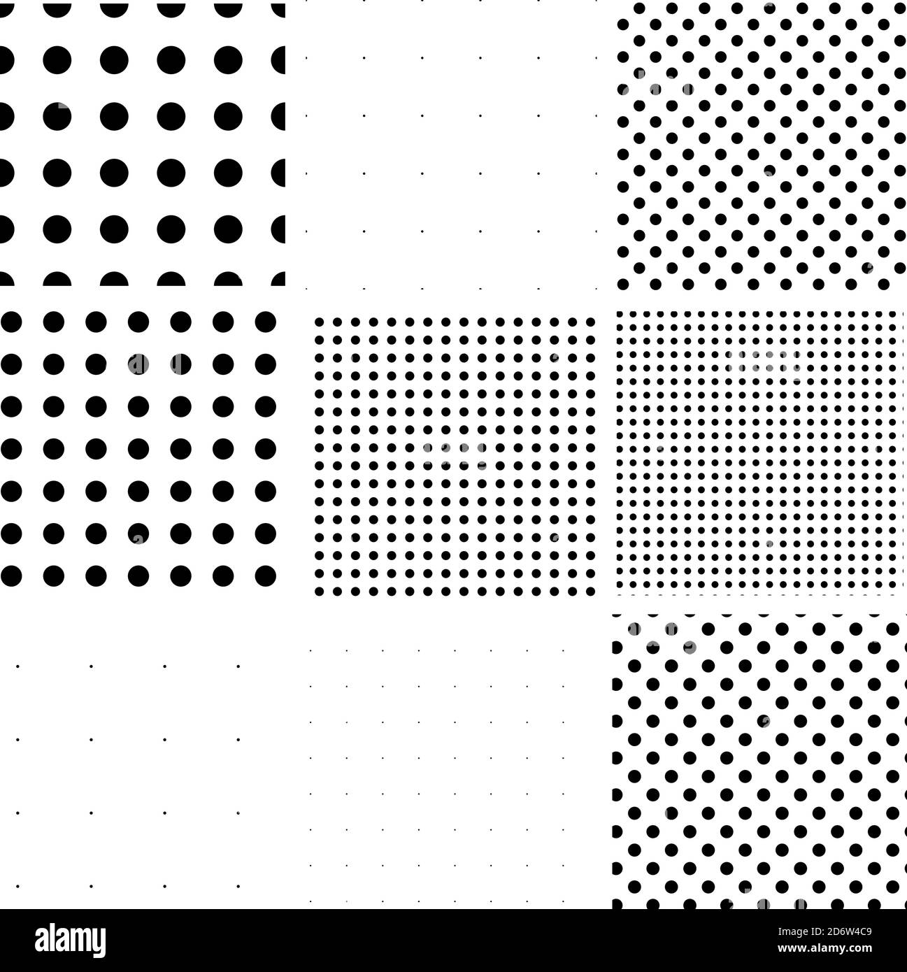Black and white seamless circles, dots, speckles pattern set ...