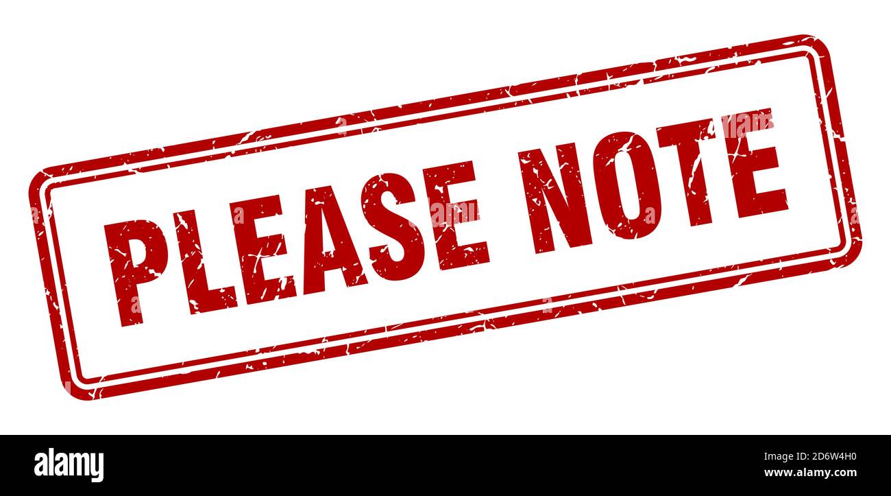 please note stamp. square grunge sign isolated on white background ...