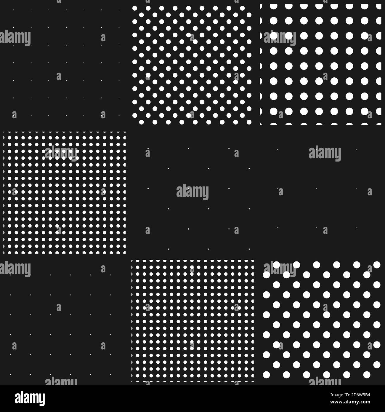 Black and white seamless circles, dots, speckles pattern set ...
