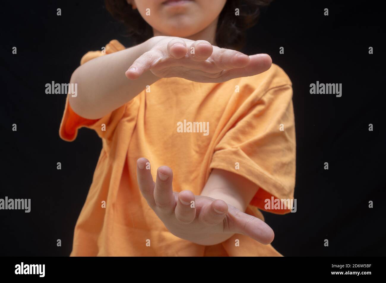 hand measuring invisible items, gesture while showing amount of ...