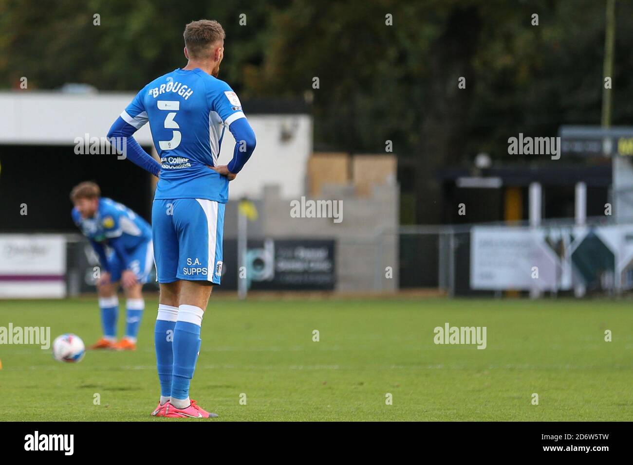 Patrick Brough (3) of Barrow is left dejected after the game Stock ...