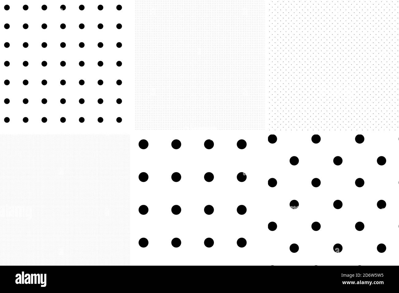 Black and white seamless circles, dots, speckles pattern set ...