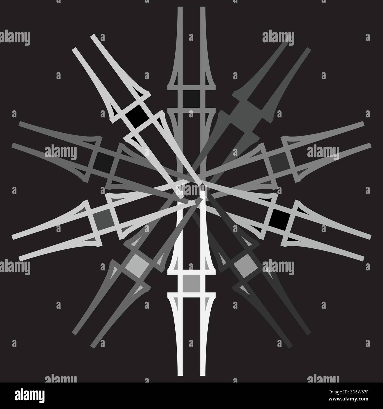 Grayscale abstract mandala, motif shape. Abstract logo, element ...