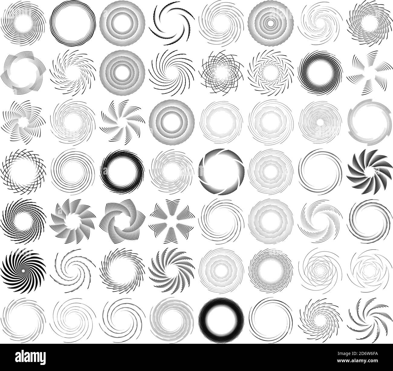 Swirl, twirl and spiral set. Cyclic elements set vector illustration ...