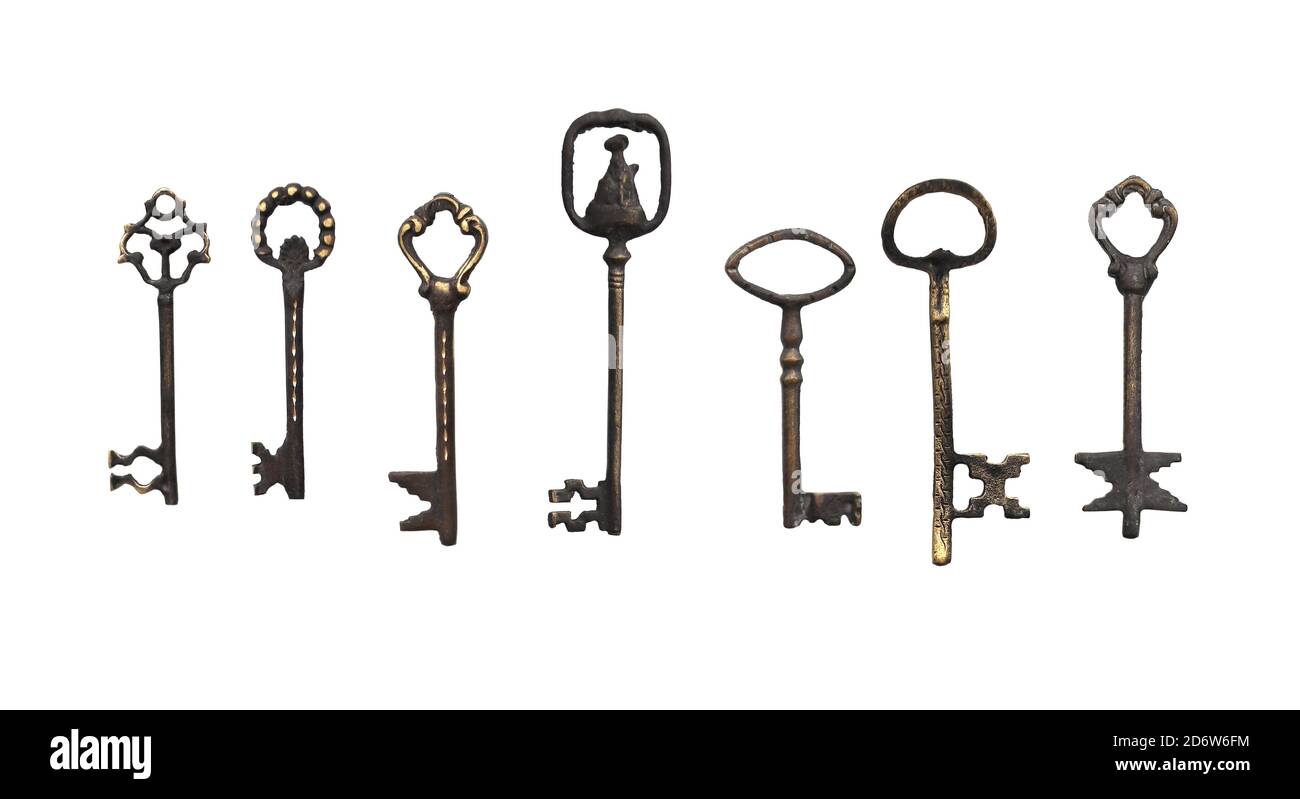 Set of vintage keys. Objects isolated on white background Stock Photo ...