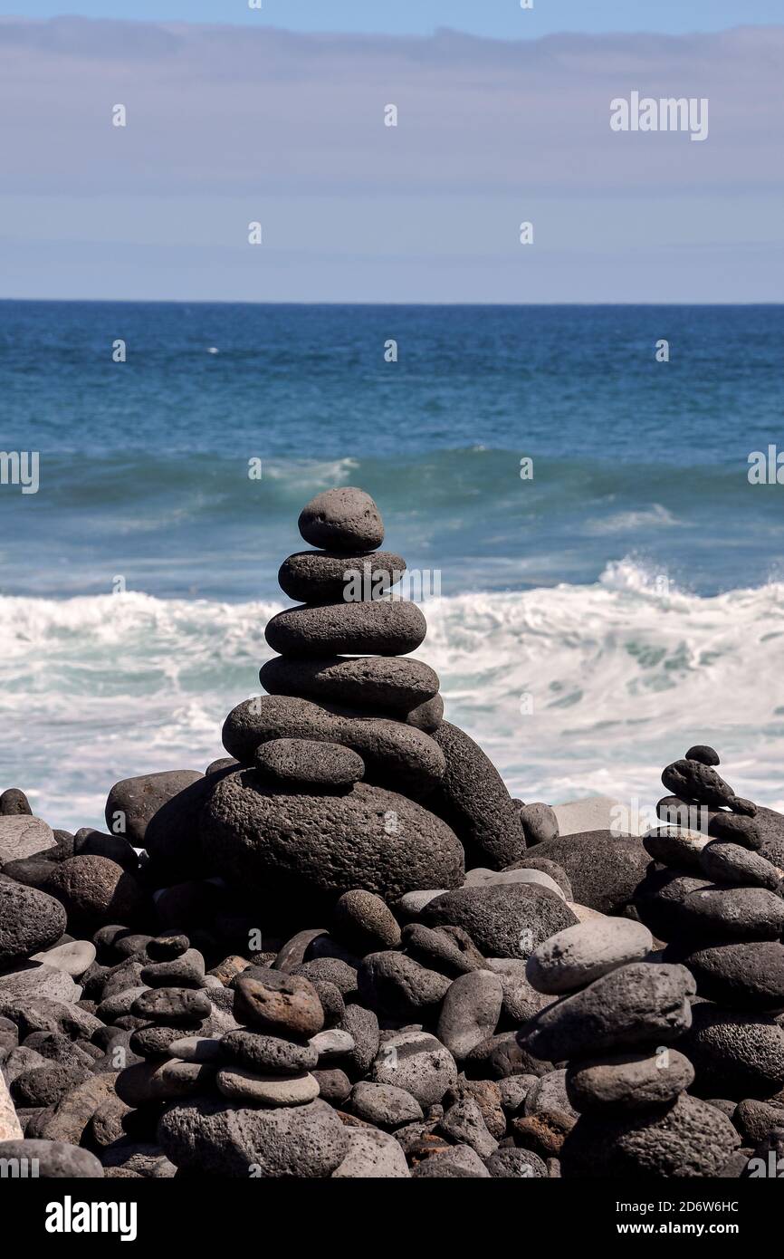 Stack of stones on the sea beach Stock Photo - Alamy