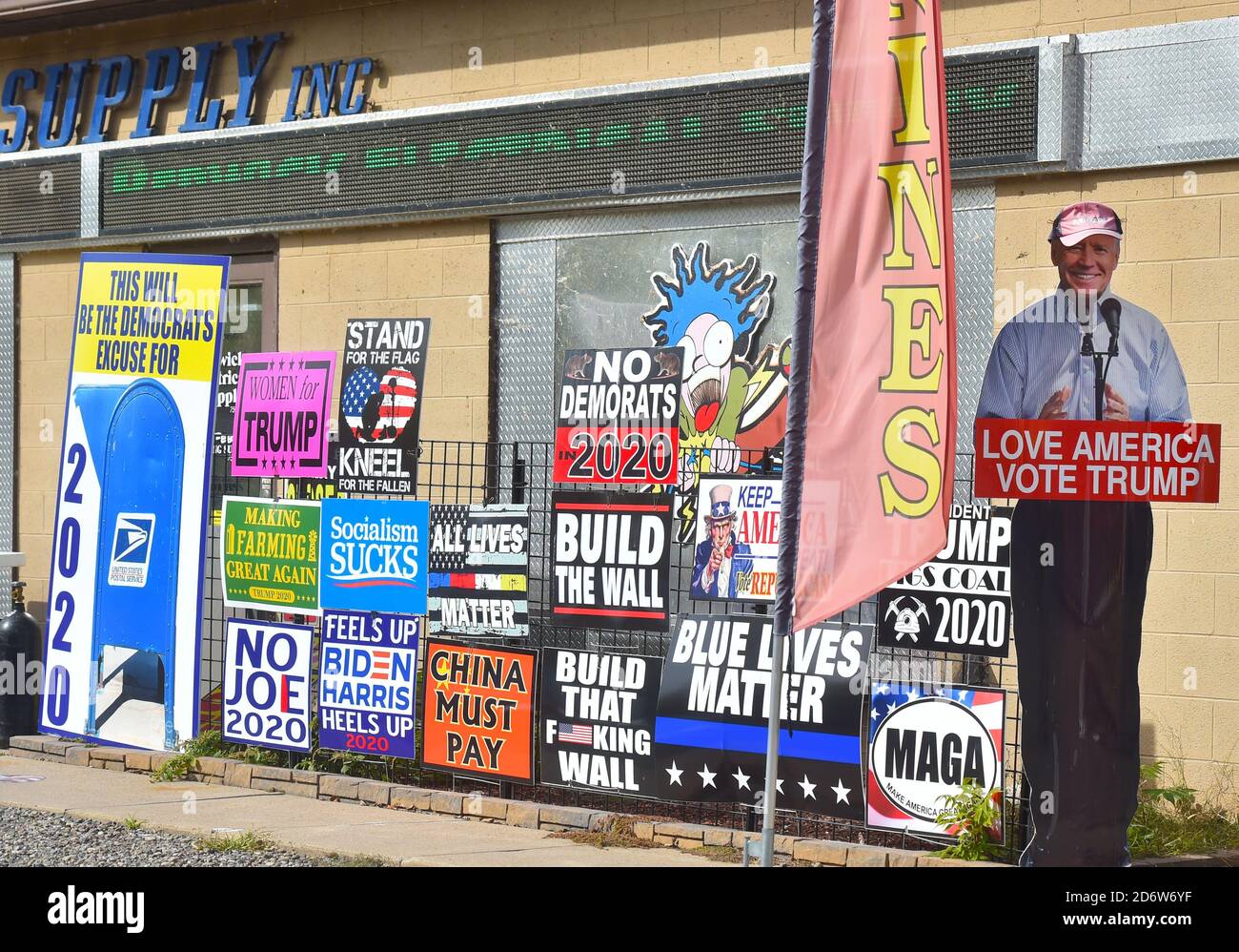 Political signs seen outside the Berwick Electrical Supply store on ...